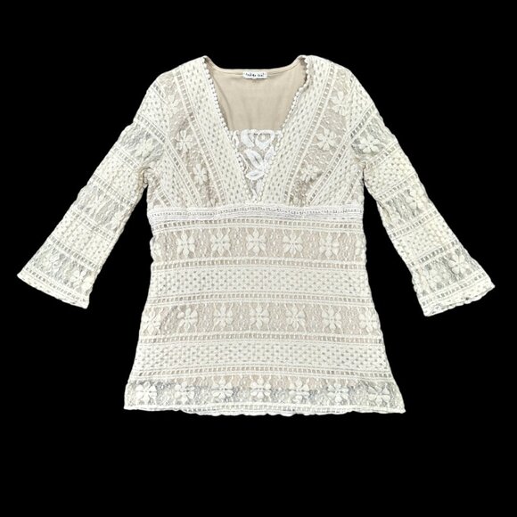 indigo soul | Tops | Indigo Soul Lace Tunic Top Size Xl Cream Ivory ...